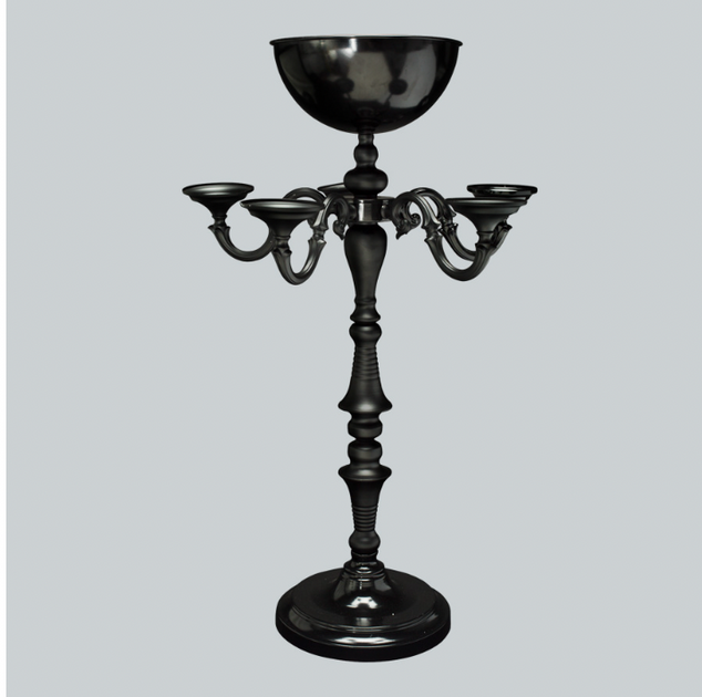 Metal 5 Arm Candelabra with Flower Bowl 33¼" - Black – Napoles Rentals