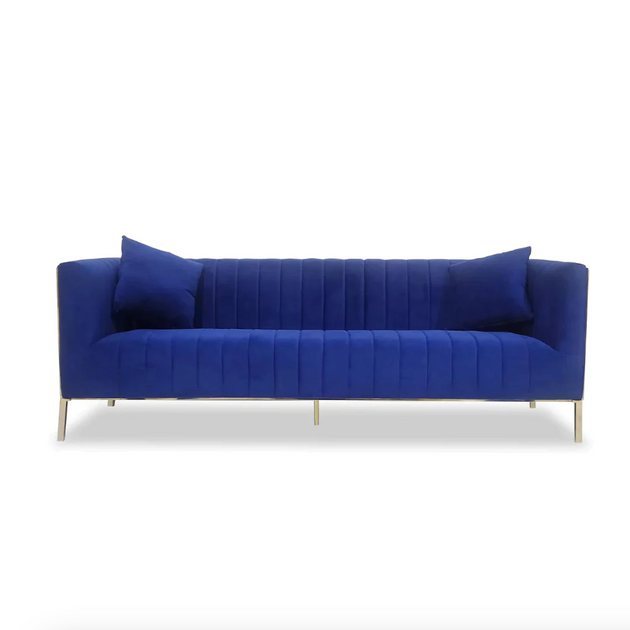 Blue Velvet Lux Sofa – Napoles Rentals
